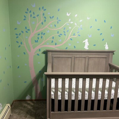 Luxury Full Sized Pastel Water Coloured Playful Bunny Rabbits Tree ...