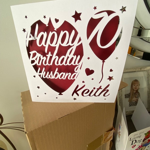 Personalised Happy Birthday Paper Cut Greetings Card Flowers Any Age ...