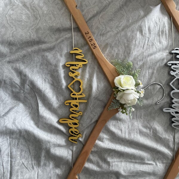 Solid Wood Wedding Hanger, Wedding Hanger With Date, Customized Wedding ...