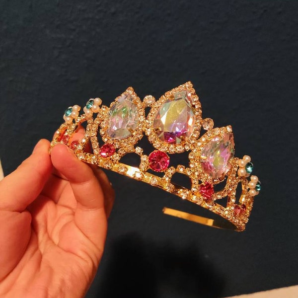 Rapunzel Tiara Acrylic Diamond Crown Crystal Tiara Sparkling Rhinestone ...