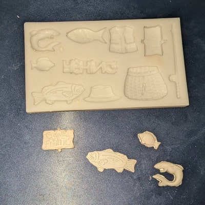FISHING VARIETY MOLD, 10 Cavity Highly Detailed Silicone Fondant Mold ...