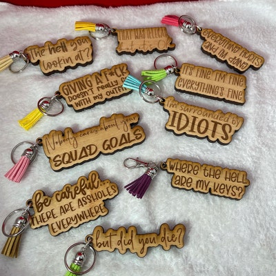 Funny Adult Keychains Set of 10 SVG Digital Download for Glowforge NOT ...