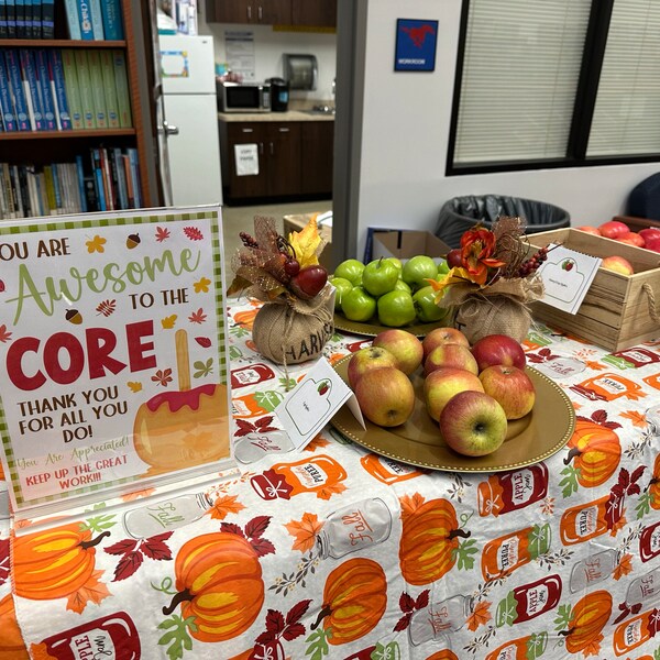 EDITABLE You Are Awesome to the Core Caramel Apple Appreciation Table ...