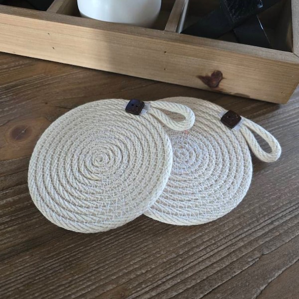 Cotton Rope Coasters, Set of 6 - 4" Diameter, Coastal Decor, Rustic and ...