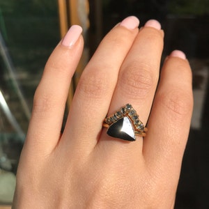 Diamond Splinter Ring / Salt and Pepper Diamond Ring / Raw - Etsy