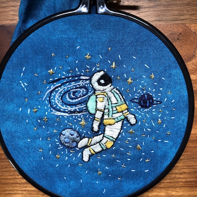 Astronaut Outer Space Embroidery Art Pattern Space Embroidery Pattern ...