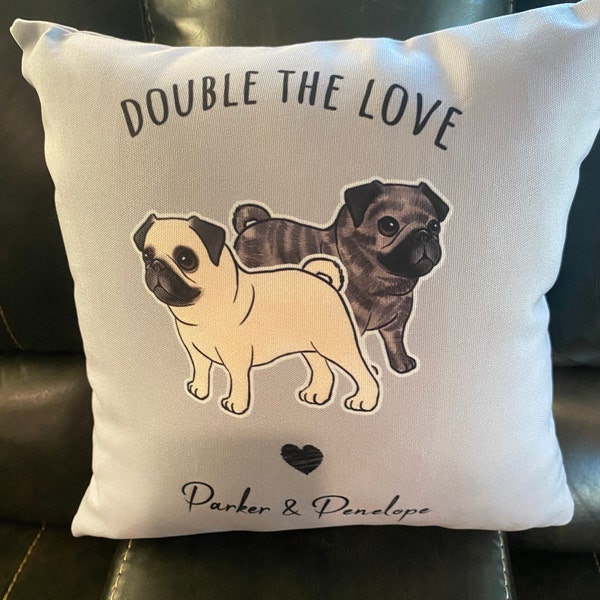 Pug Pillow, Pug Pillow Cover, Custom Pug Pillow Case, Personalized Pug ...