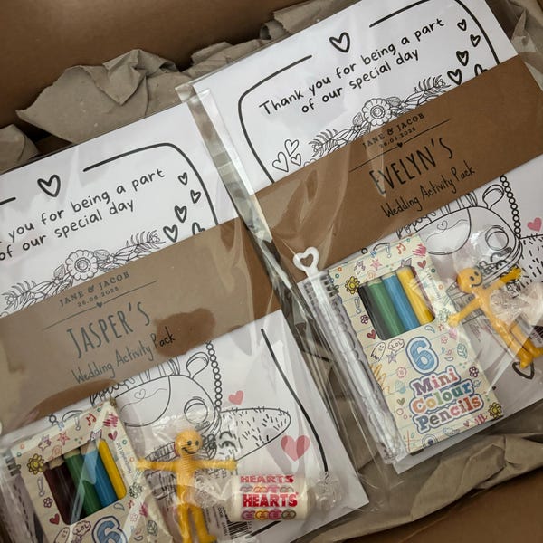 Personalised Pre Filled Wedding Activity Pack for Kids, Kids Wedding ...