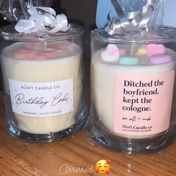 Valentines Day Candy Heart 12oz Handmade Soy Candle - Etsy