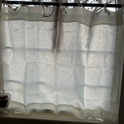 NATURAL Linen Cafe Curtain Small French Cafe Style Curtain in 41 Color ...