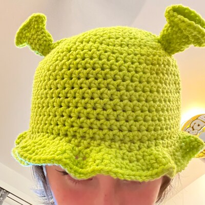 Crochet Shrek/fiona Ogre Bucket Hat in Keylime Green - Etsy