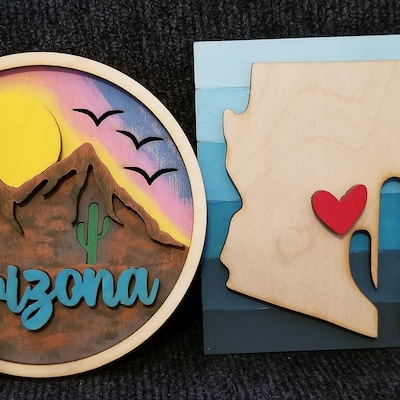 Arizona Tiered Tray Decor Bundle DIY State Decor Arizona State Flag ...