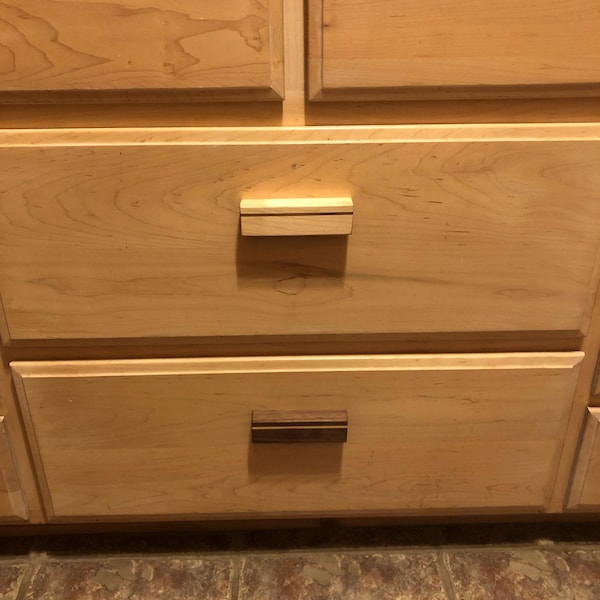 Maple Cabinet & Drawer Pull With Walnut Inlay - Etsy