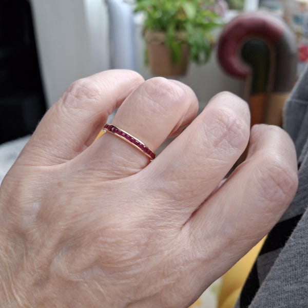Ruby Eternity Band . Princess Cut Eternity Ring 18k 14k . Wedding Band ...