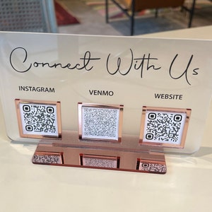 Wood Social Media Sign ENGRAVED/ Single or Double QR Code Sign - Etsy