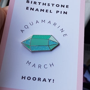 Aquamarine Birthstone Pin March Birthday Gemstone Pin Hard Enamel Pin ...