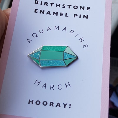 Aquamarine Birthstone Pin March Birthday Gemstone Pin Hard Enamel Pin ...