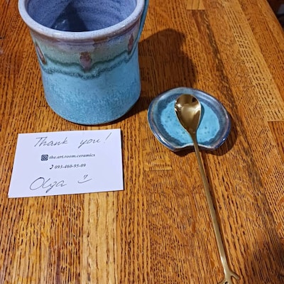 Ceramic Bee With Honeycomb Spoon Rest Handmade Kitchen Yellow Spoon ...