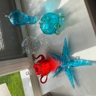 Set of Four Blown Glass Pendant Lights for Kitchen Island, Ceiling ...