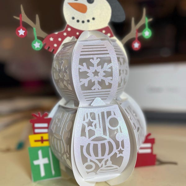 Snowman Lantern SVG, Studio, PDF Templates V2 - DIY Christmas Snowman ...