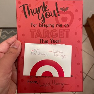 PRINTABLE Target Gift Card Holder, Teacher Appreciation, Thanks for ...