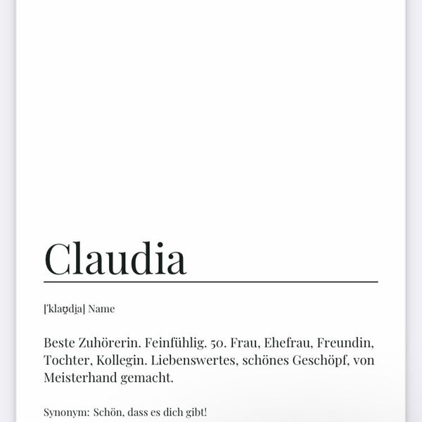 Personalized Definition Card Personal Gift in Your Own Words ...