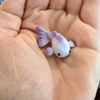 Purple Fish Charm Koi Goldfish Pendant Kawaii Cute Polymer Clay ...
