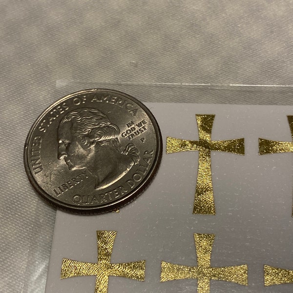 Christian Cross Stickers, Gold Metallic Cross Vinyl Decals, Small Cross ...