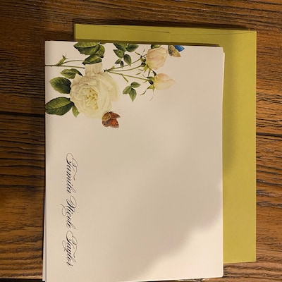 Personalized Flat Note Cards BLUE HYDRANGEA Floral Stationery Flower ...