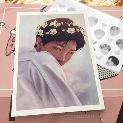 Namjoon RM Flower Crown A5/A4 Print BTS Fanart 방탄소년단 Bangtan Sonyeondan ...