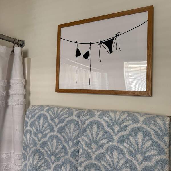Black Bikini Wall Print, Hand Drawn Bikini Hanging Poster, Trendy Black ...