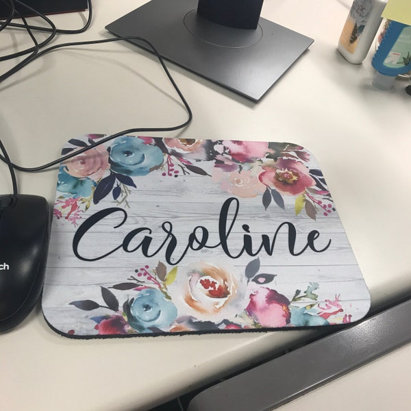 Custom Mousepad Floral Mousepad Monogram Mouse Pad Office Decor ...