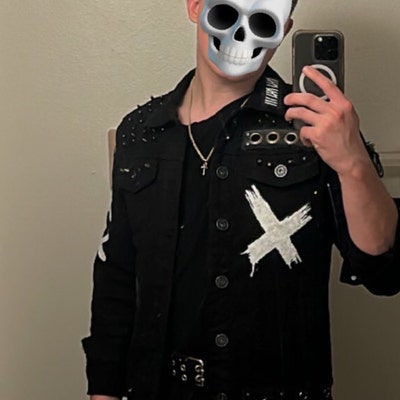 Womens Black Emo/punk Rock/gothic Kitty Bling Denim Jacket - Etsy