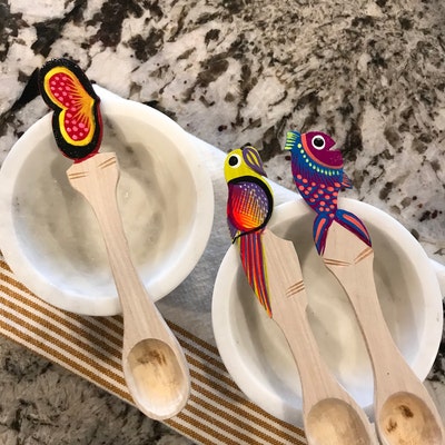 Blue Enamel Serving Spoons Made in Mexico, Zero Waste, Reusable Camping ...