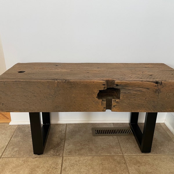 Barn Beam Bench | Rustic Modern Bench | Farmhouse Bench | Entryway ...