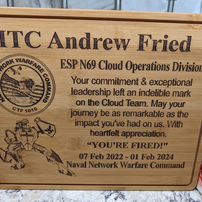 11 X 14 Personalized Military Going Away Bamboo Plaque With Two Logos ...