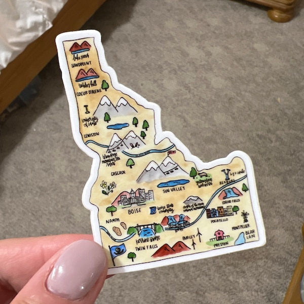 Idaho Map Watercolor Sticker- FREE SHIPPING- Idaho Sticker, Laptop ...