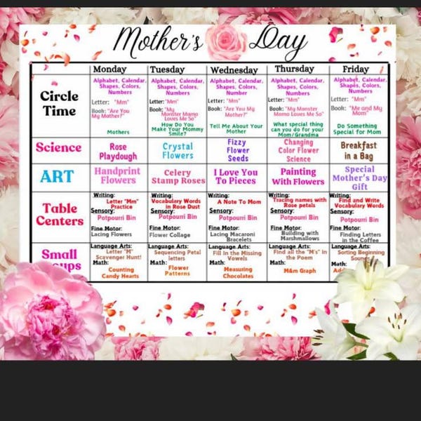 Mother's Day!! Educational Preschool Activities! Full Week Lesson Plan ...