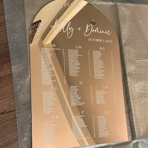 Gold Mirror Wedding Seating Chart Wedding Signs Wedding Guest List ...