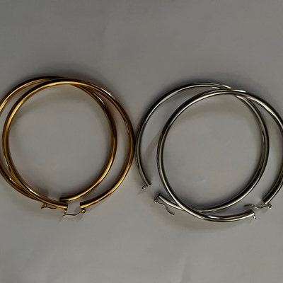 XXL Gold Filled Hoop Earrings 3 Inch Hoop Earrings 80mm Hoops Tarnish ...
