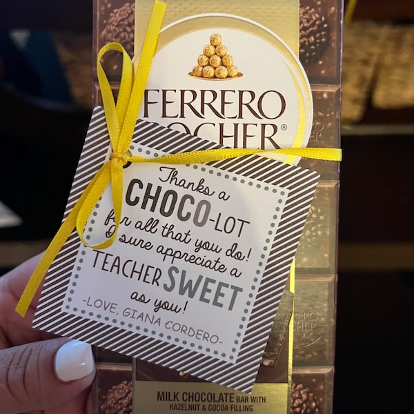 Chocolate Teacher Appreciation Tags, Chocolate Thank You Gift, Teacher ...