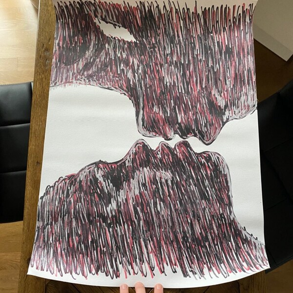 Stippled Full Moon Painting Digital Print. Lunar Phases Gray Printable ...