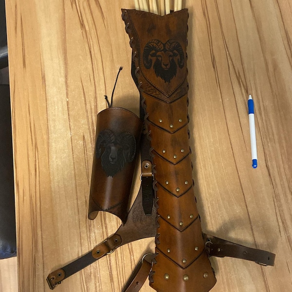 Traditional ARCHERY Side Quiver / Leather ARROW QUIVER avarian Reddish ...