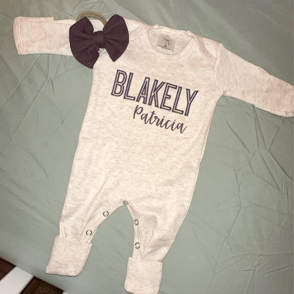 Personalized Baby Girl Romper, Vintage Floral Infant Coming Home Outfit, Baby Shower Gift ...