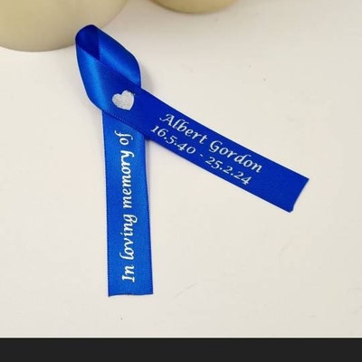 Ready to Wear Personalised Funeral Ribbons. Memorial Ribbons. White ...
