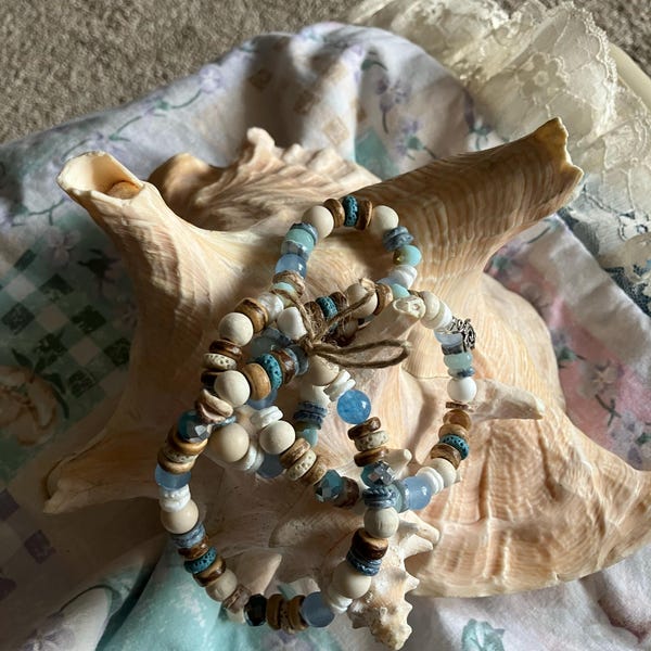 2 Beach Bracelets, Boho Bracelets, Sea Glass Bracelets, Beachy ...