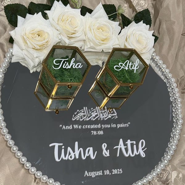 Customised Resin Engagement Ring Plate/ Nikkah Tray/ Wedding Ring Tray ...