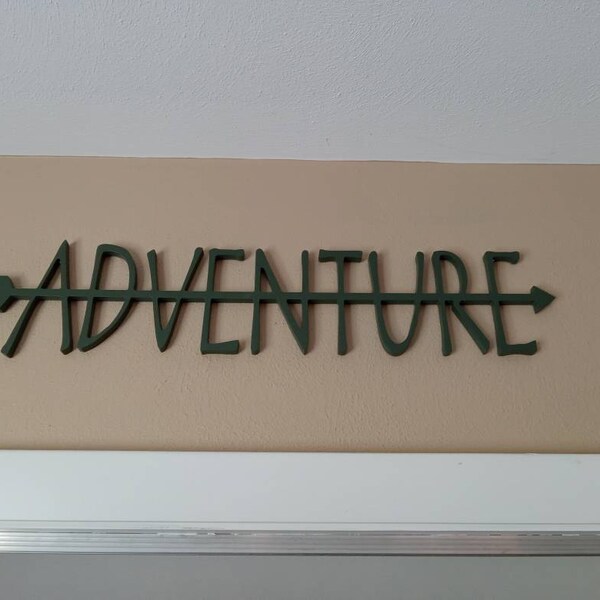 Adventure Sign, Arrow Wall Decor, Adventure Word Cutout, Travel Wall ...