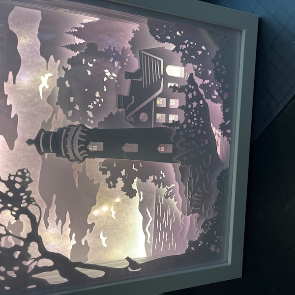 Lighthouse Lightbox Template: Paper Cut Shadow Box (SVG, PDF, PNG) - Etsy