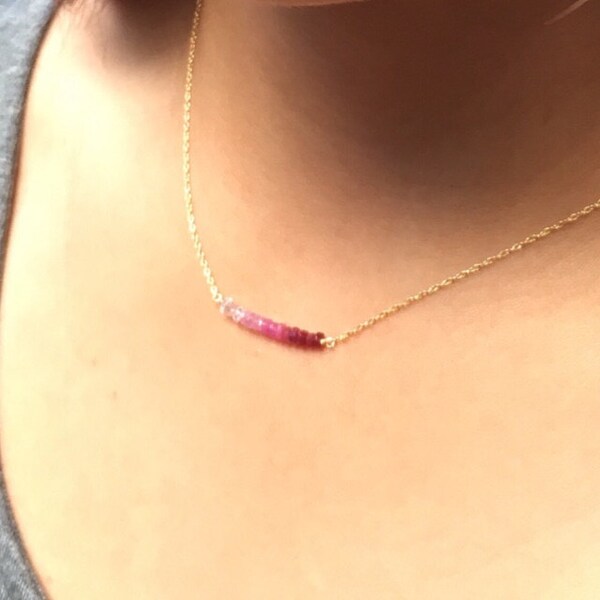 Dainty Ruby Necklace, Ruby Birthstone Jewelry, Genuine Ruby Necklace ...